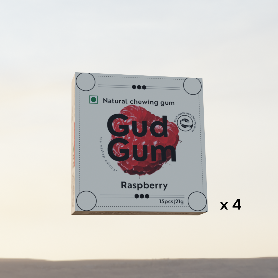 Plastic Free Chewing Gum- Raspberry (15 pieces per pack)- 21g – Gud Gum ...