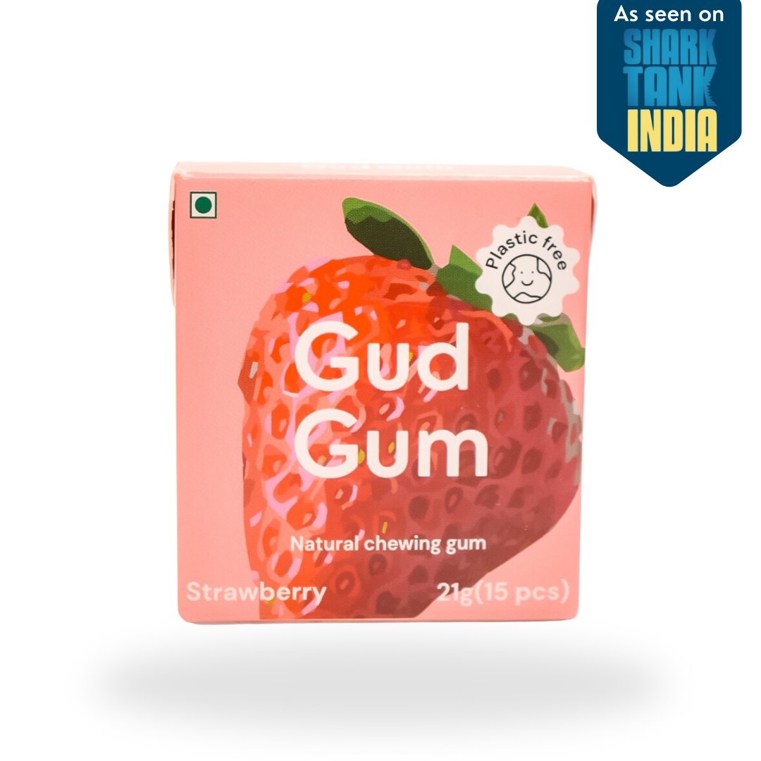 Plastic Free Chewing Gum- Strawberry (15 pieces per pack)- 21g – Gud ...