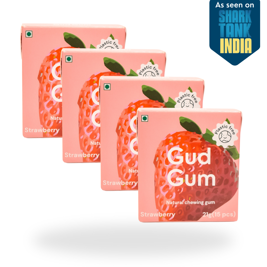 Plastic Free Chewing Gum- Strawberry (15 pieces per pack)- 21g – Gud ...