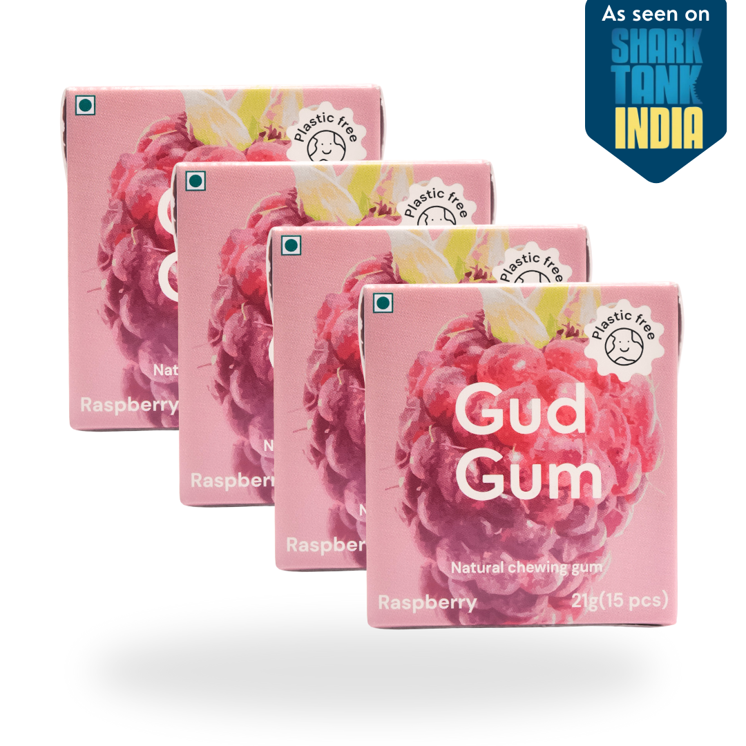 Plastic Free Chewing Gum- Raspberry (15 pieces per pack)- 21g – Gud Gum ...
